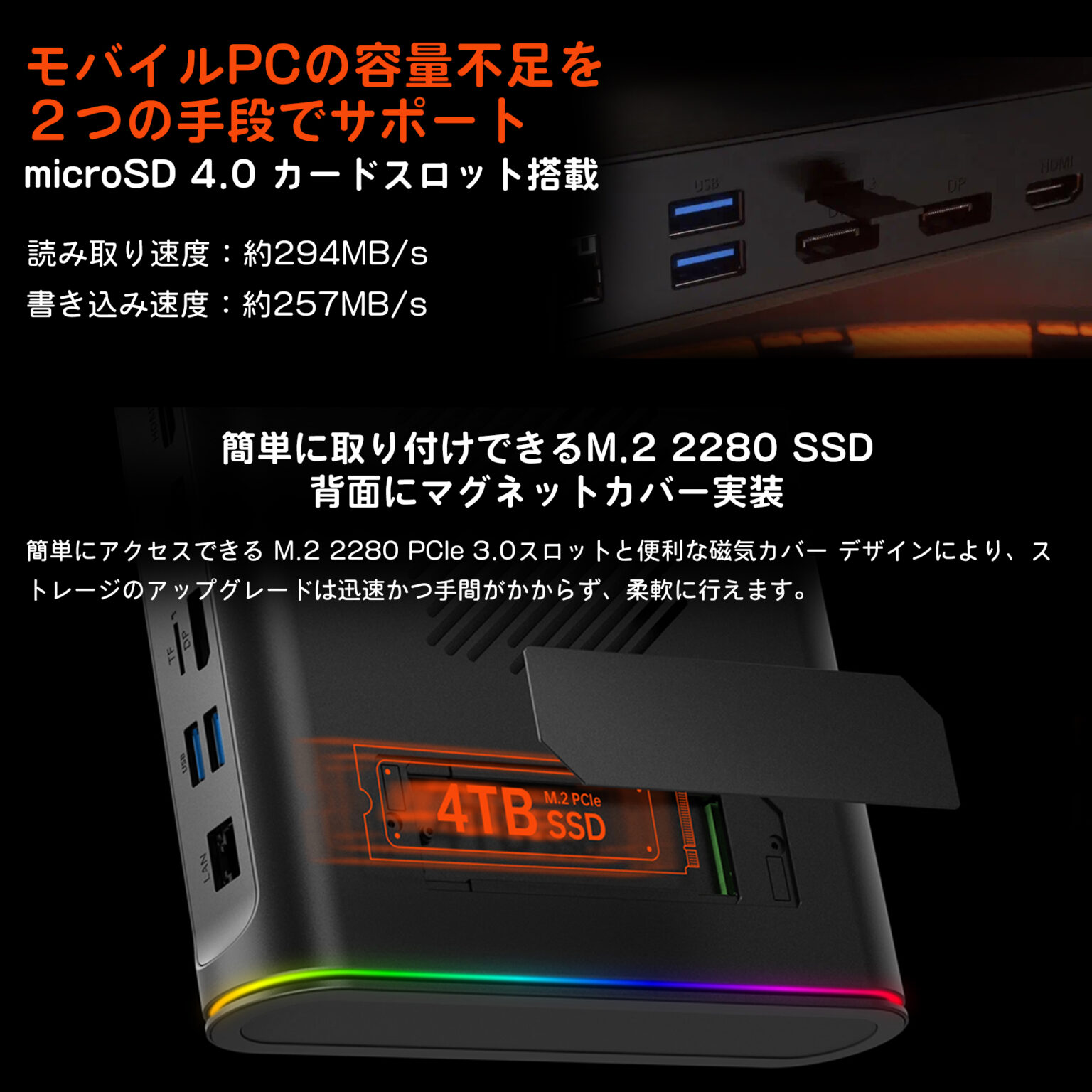 ONEXGPU2 eGPU 国内正規版（AMD Radeon™ RX 7800M/12GB GDDR6/NVMe拡張スロット/300W ...