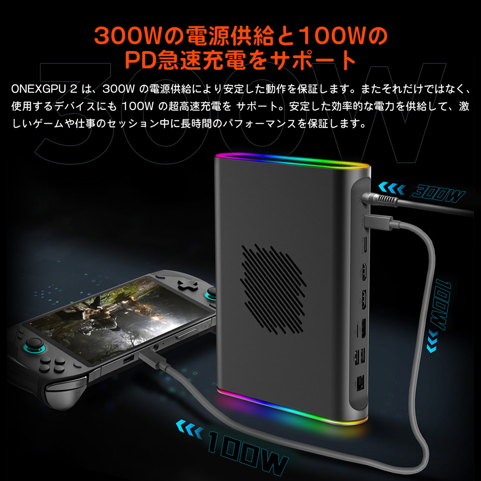 ONEXGPU2 eGPU 国内正規版（AMD Radeon™ RX 7800M/12GB GDDR6/NVMe拡張スロット/300W ...